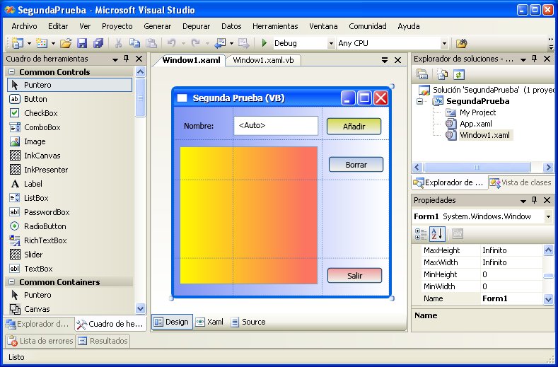 La beta 2 de WinFX permite crear formularios XAML con VS2005