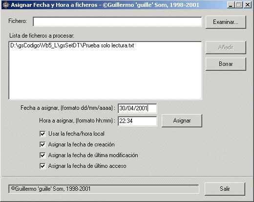 Utilidades: gsSetDT (asignar la fecha y hora a los ficheros)